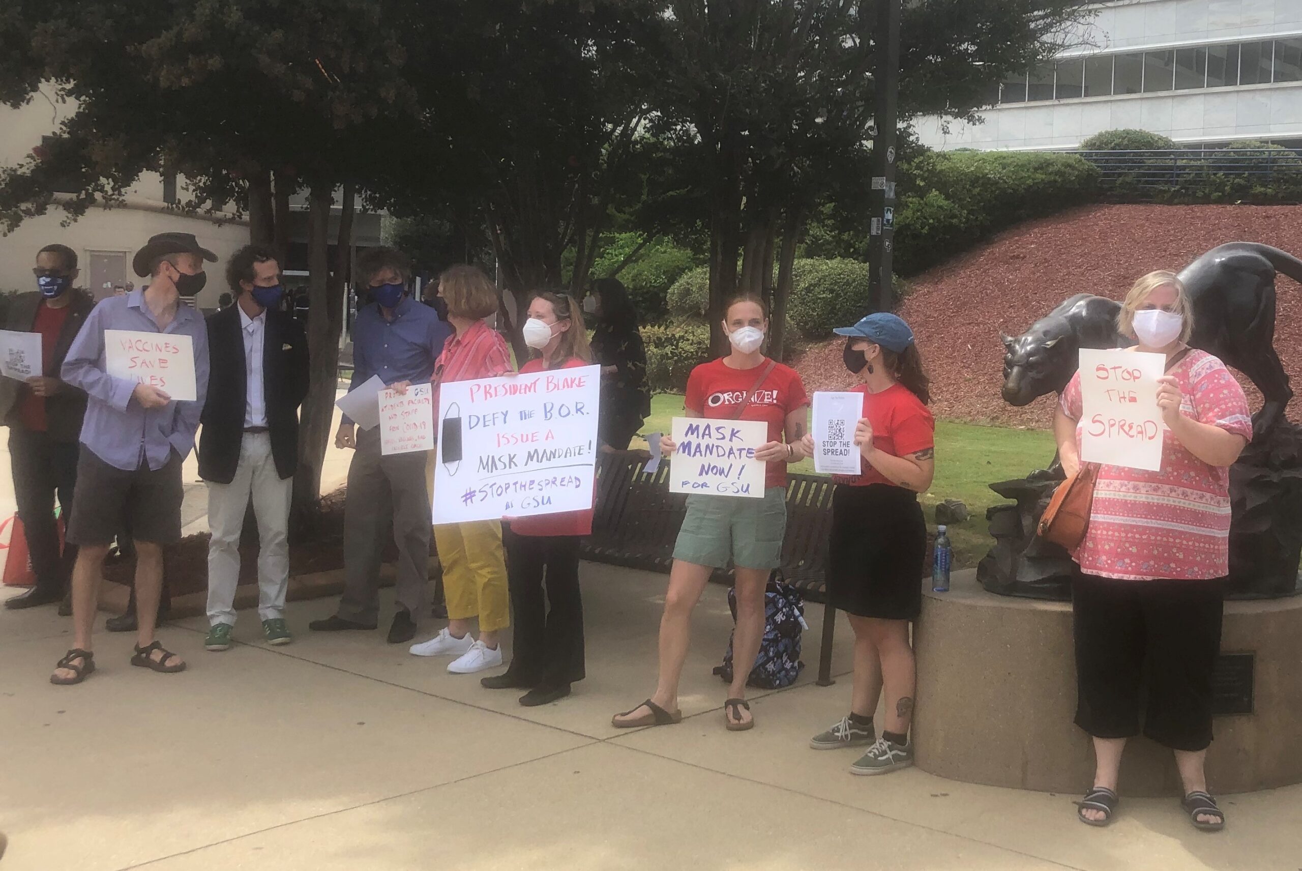 Georgia State University Employees Protest In Favor Of Masks And ...