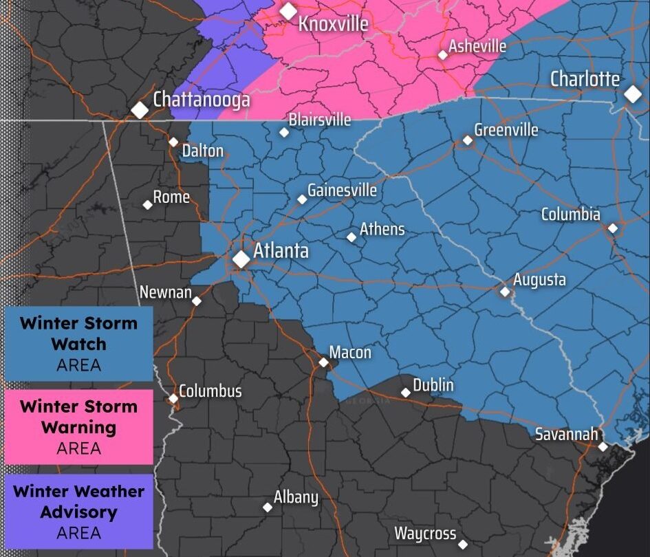 Metro Atlanta under winter storm watch with heavy snow possible – WABE
