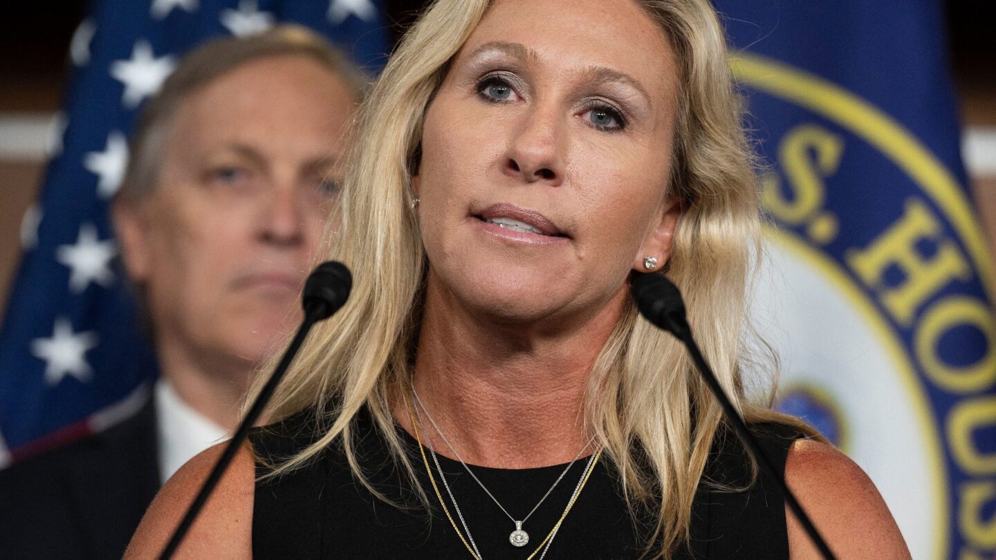 Marjorie Taylor Greene shares a video in which she appears to kick a ...